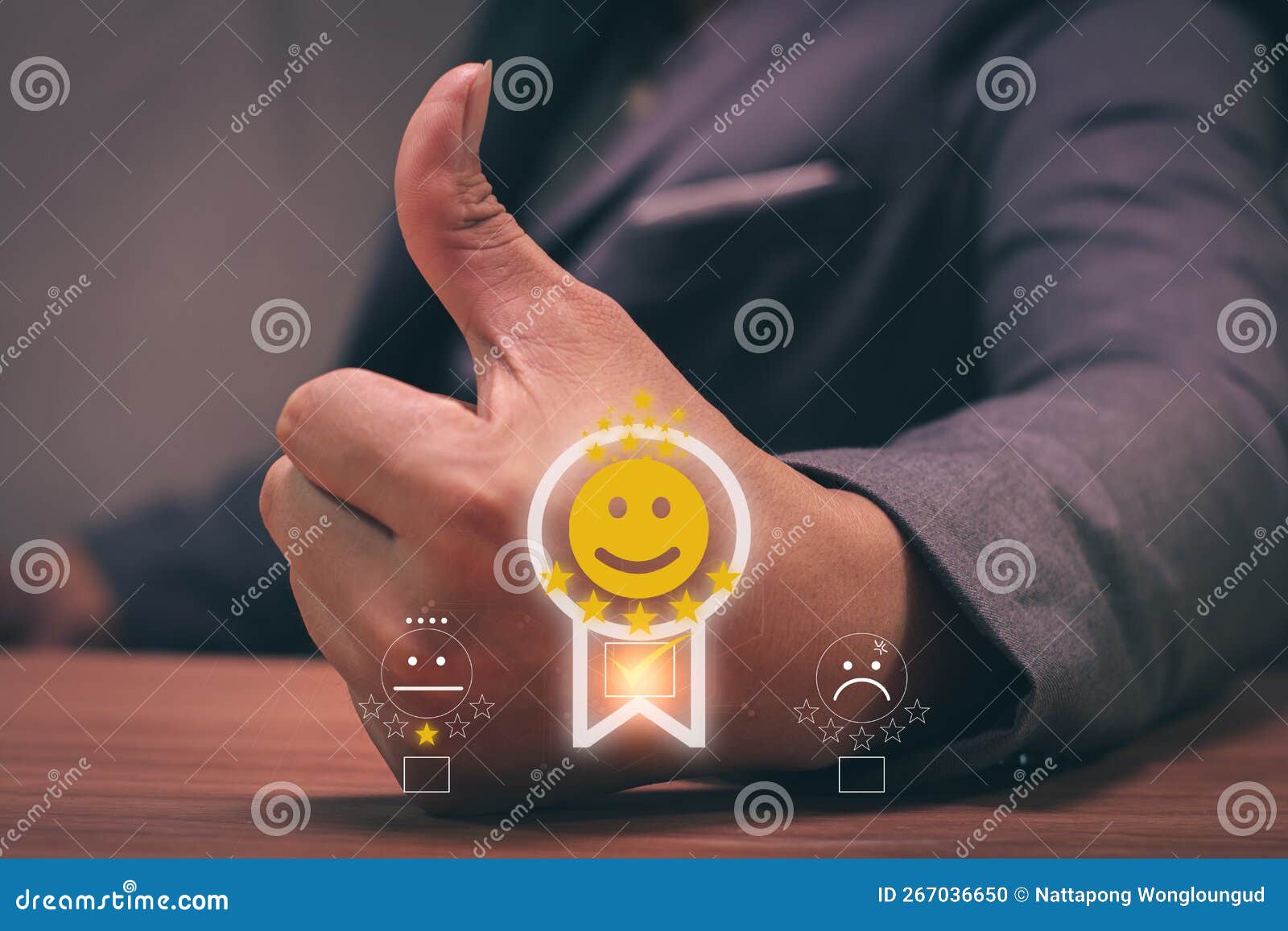 Man is Using a Smartphone and he is Pressing Face Emoticon Smile Stock ...