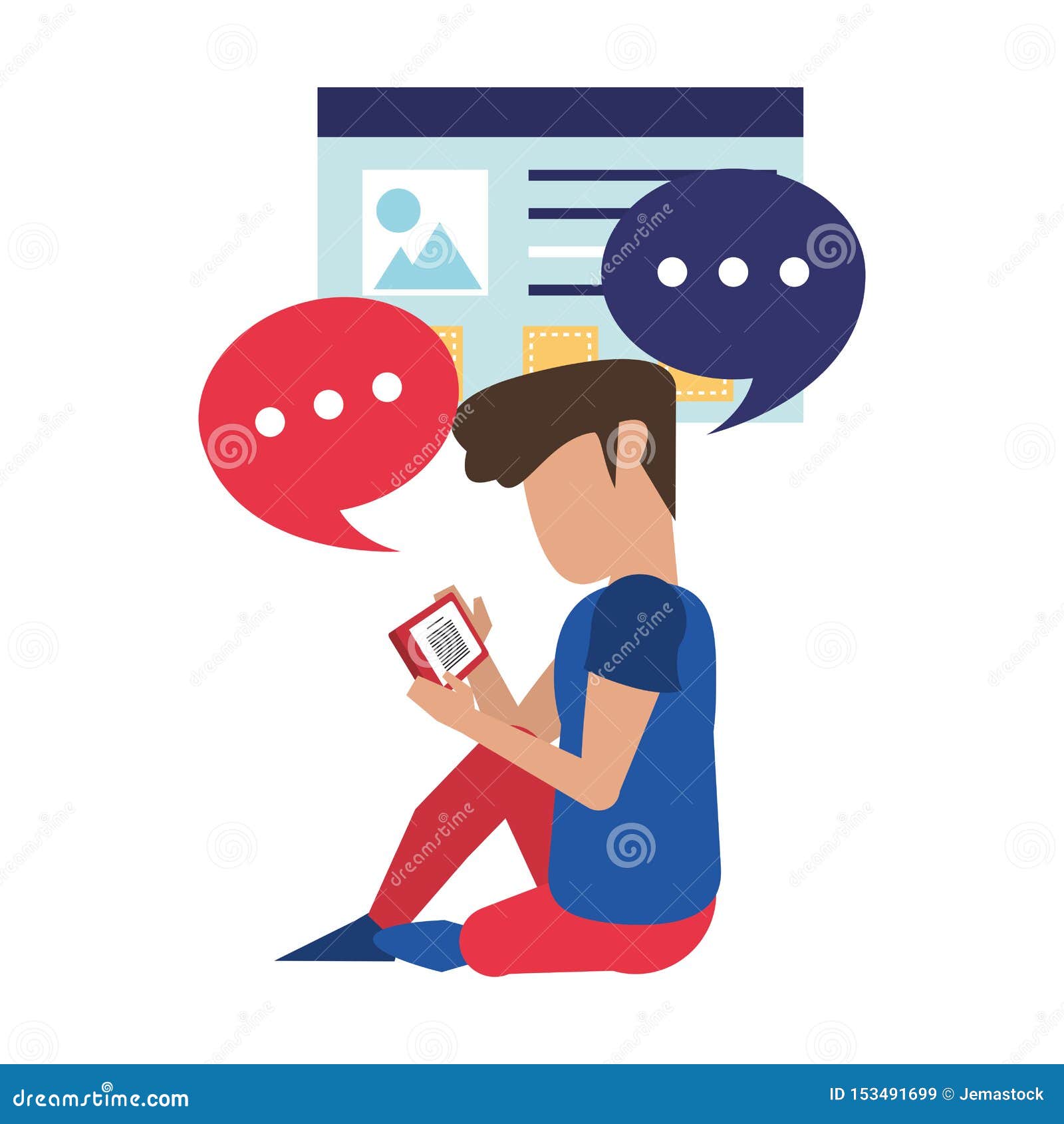 Man Using Smartphone Technology Cartoon Stock Vector - Illustration of ...