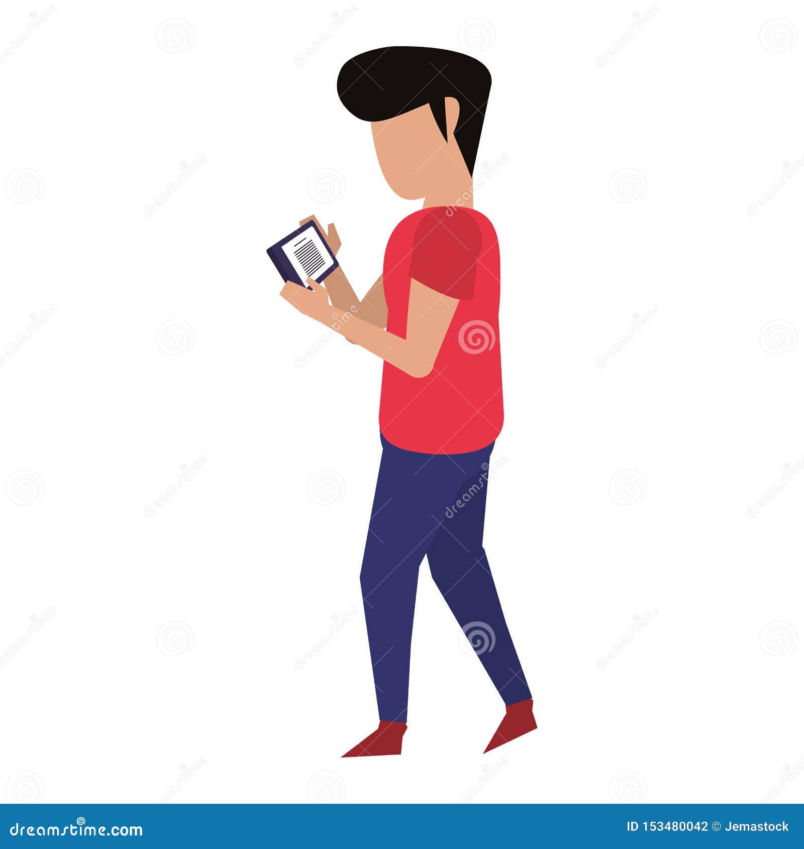 Man Using Smartphone Technology Cartoon Stock Vector - Illustration of ...