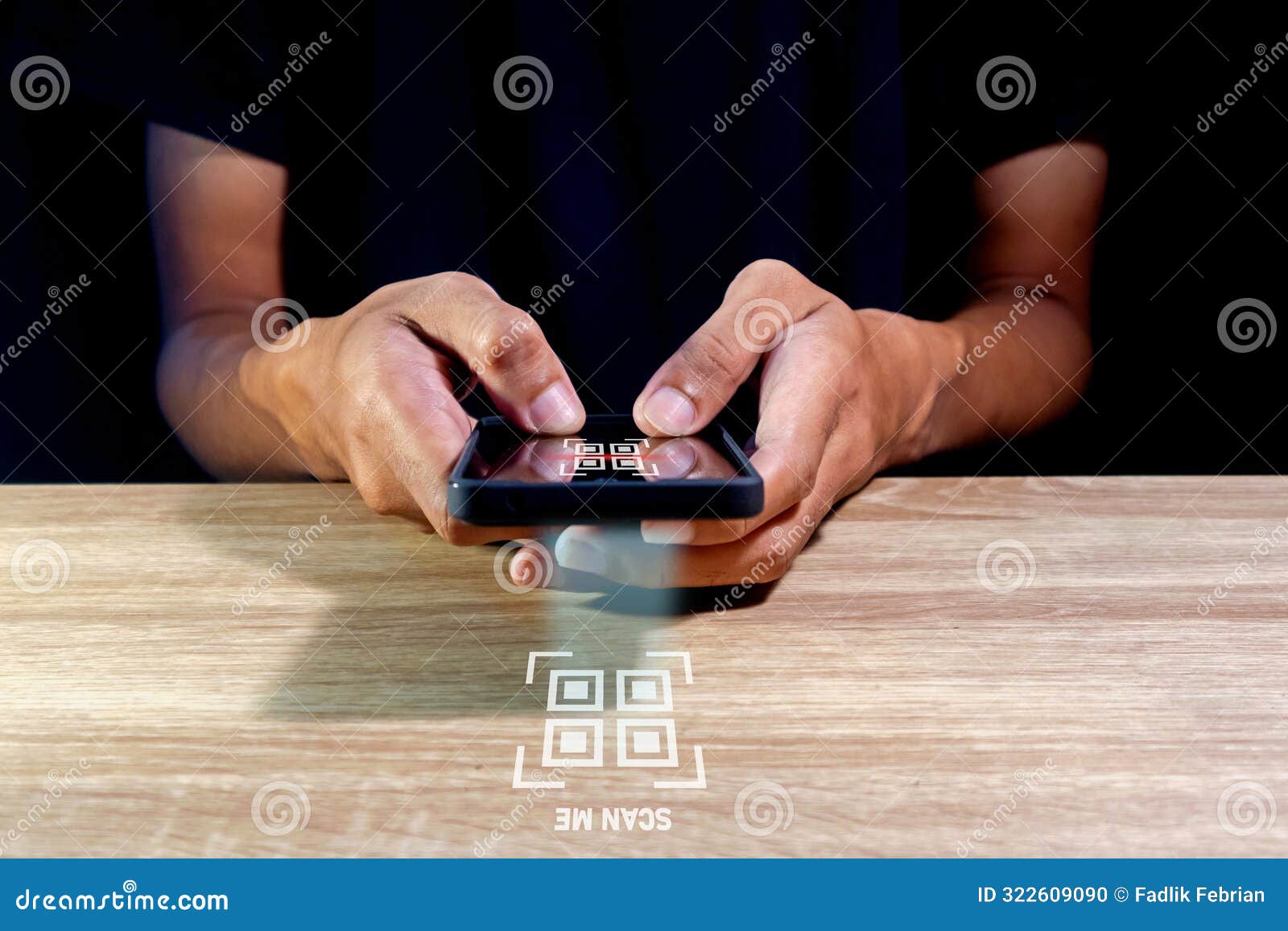 Man Using a Smartphone To Scan QR Code. QR Code Payment, Registration ...