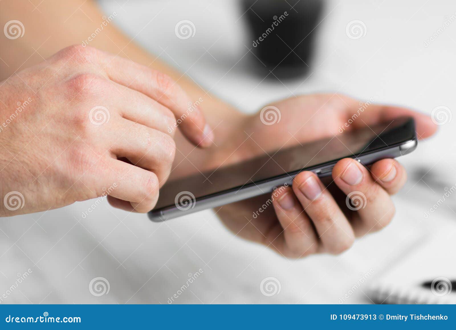 Man Using Smartphone a Touch Screen Smart Phone Hands Close Up, Vintage ...