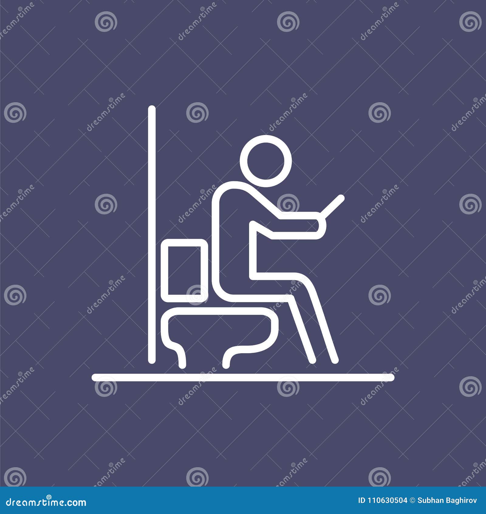 Man Using Smartphone at Wc Icon Ui People Simple Line Flat Illustration ...