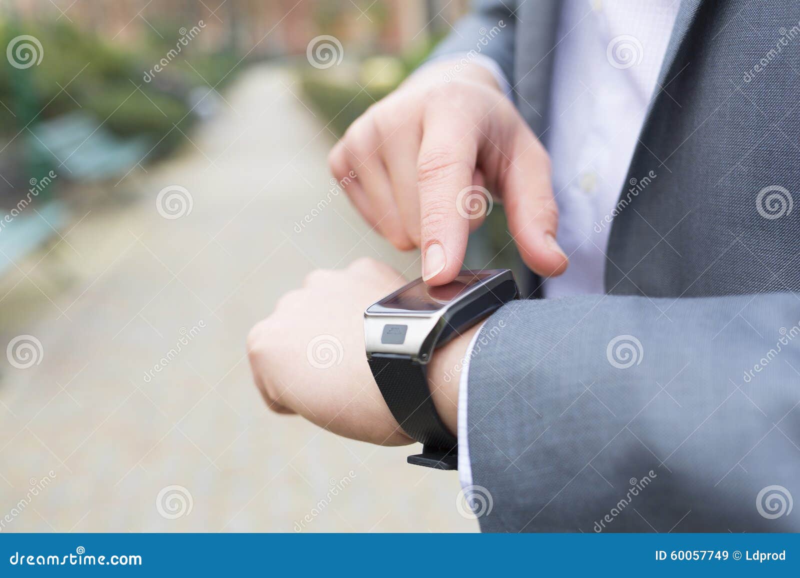 Man Using a Smartwatch. Close-up Hands Stock Image - Image of mobile ...