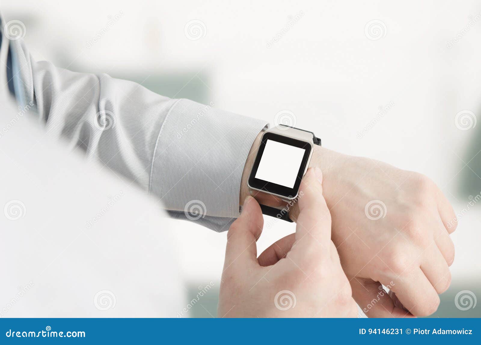 Man Using Smartwatch with E-mail Notifier Stock Image - Image of ...