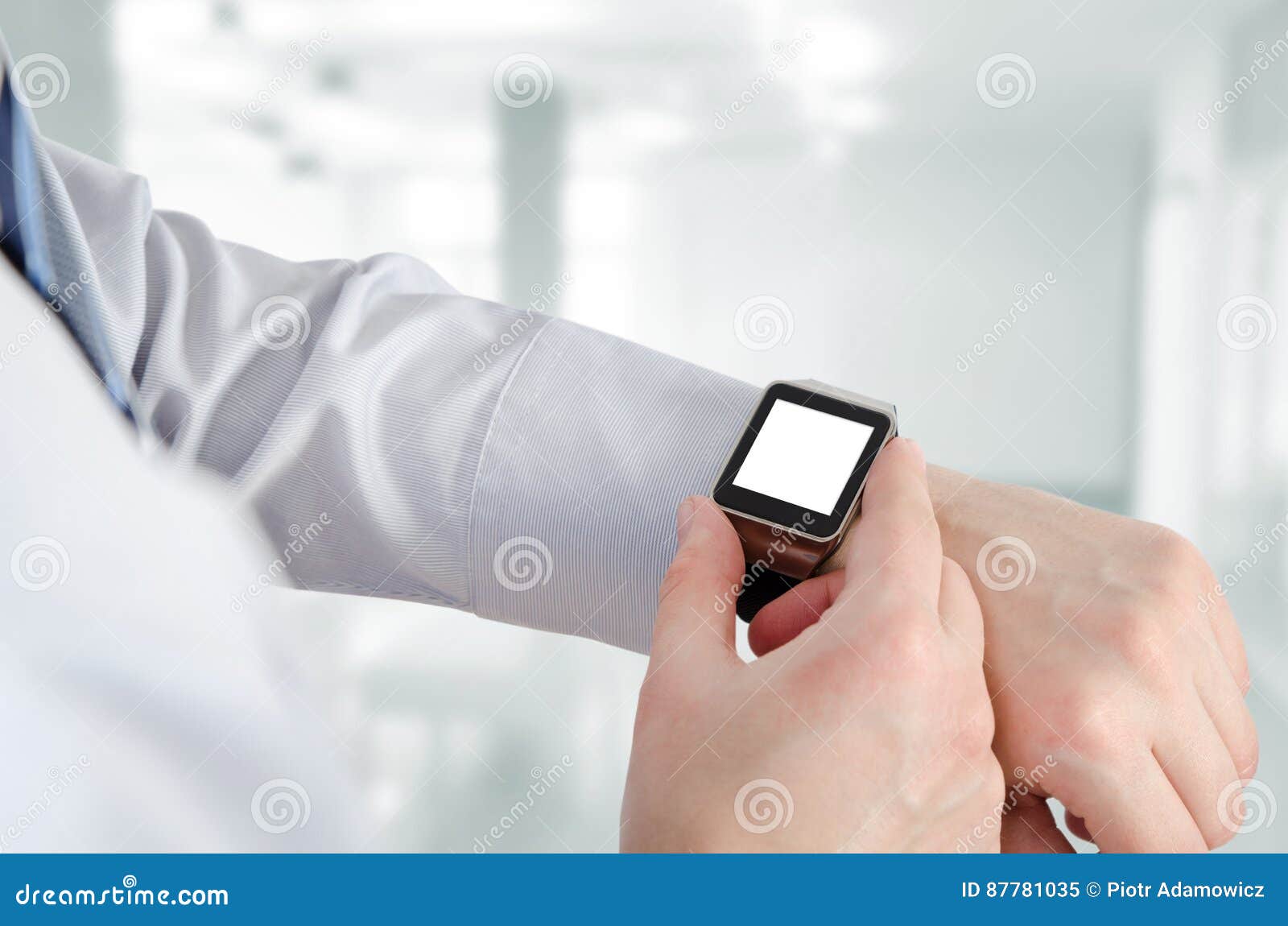 Man Using Smartwatch with E-mail Notifier Stock Image - Image of space ...