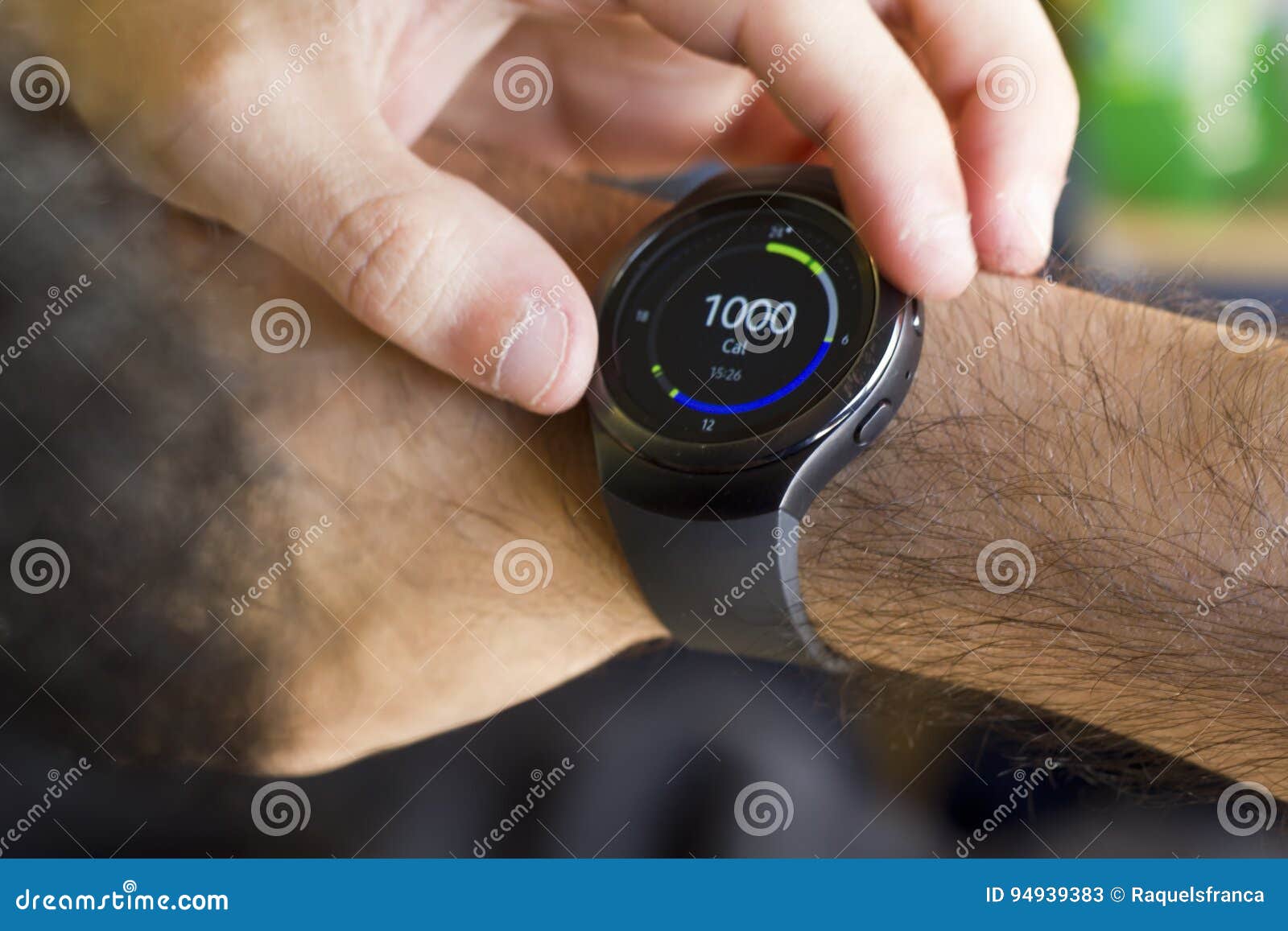 Man Using Smartwatch To Count Calories Stock Image - Image of health ...
