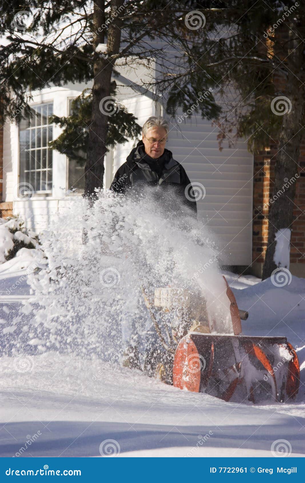 Man Using Snow Blower stock image. Image of season, clearing - 7722961