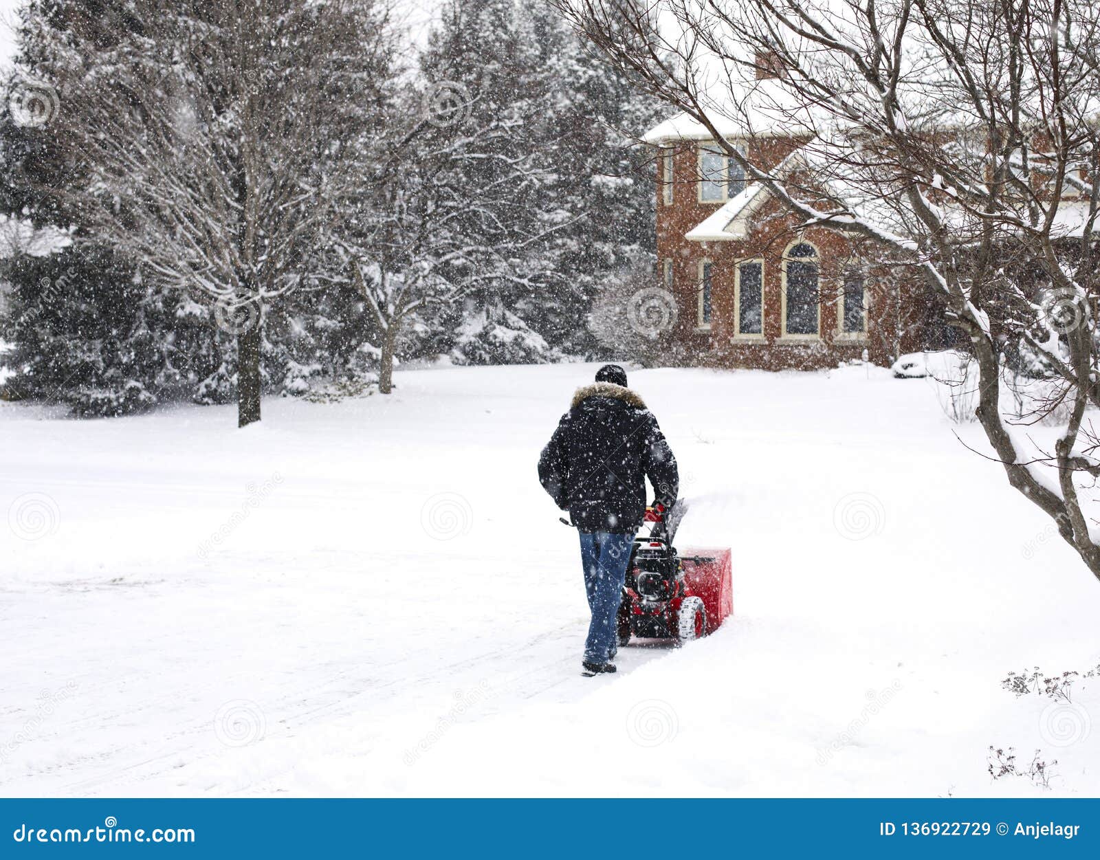 Man Using a Snow Blowing Machine, Canada Stock Image - Image of ...