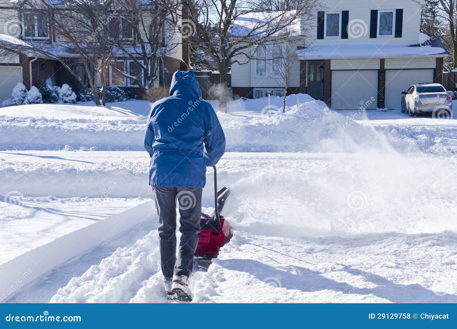 Man Using Snowblower To Clear Snow #3 Stock Photo - Image of sunny ...