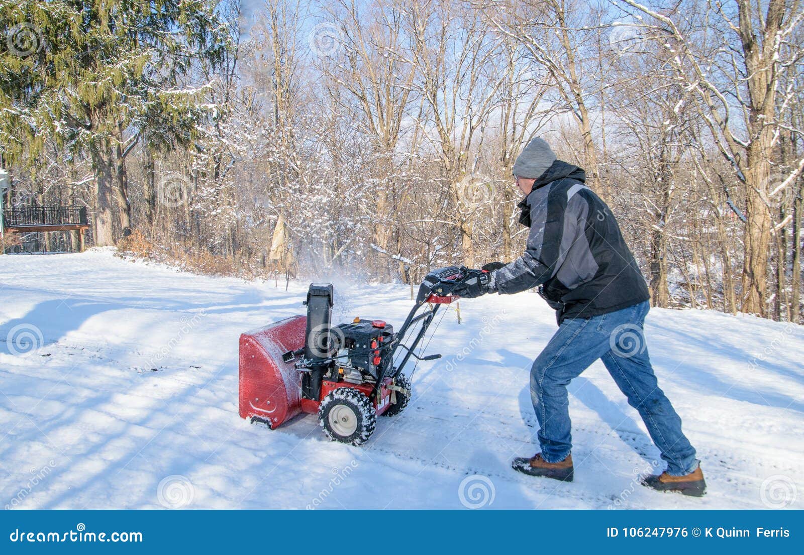 Man using Snowblower stock photo. Image of snow, blower - 106247976