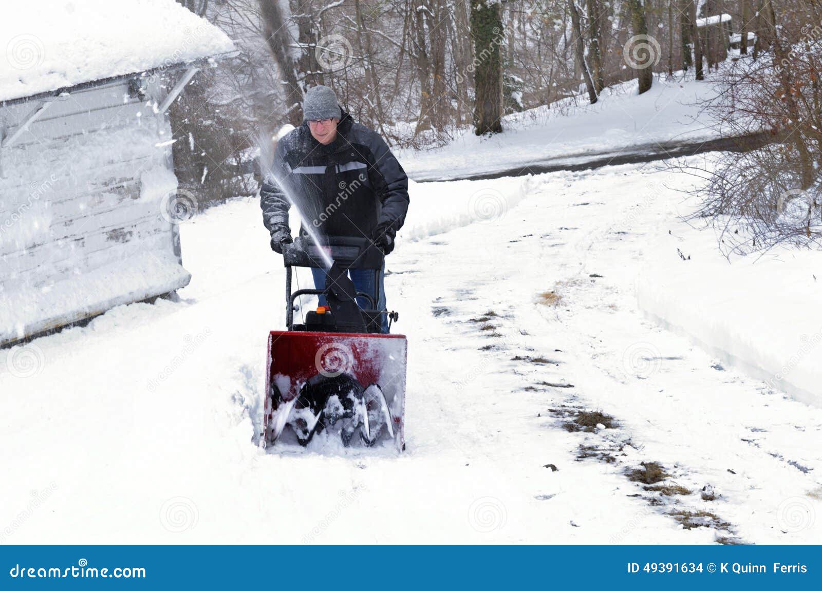 Man using Snowblower stock photo. Image of storm, blower - 49391634