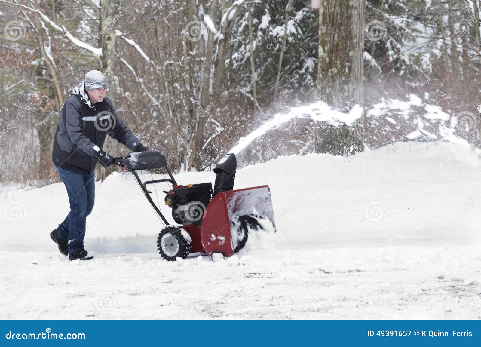 Man using Snowblower stock image. Image of tree, blizzard - 49391657