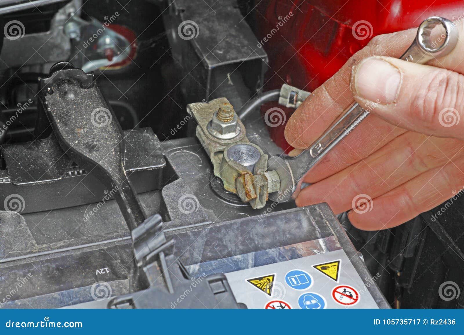 Car battery stock image. Image of voltege, technician - 105735717
