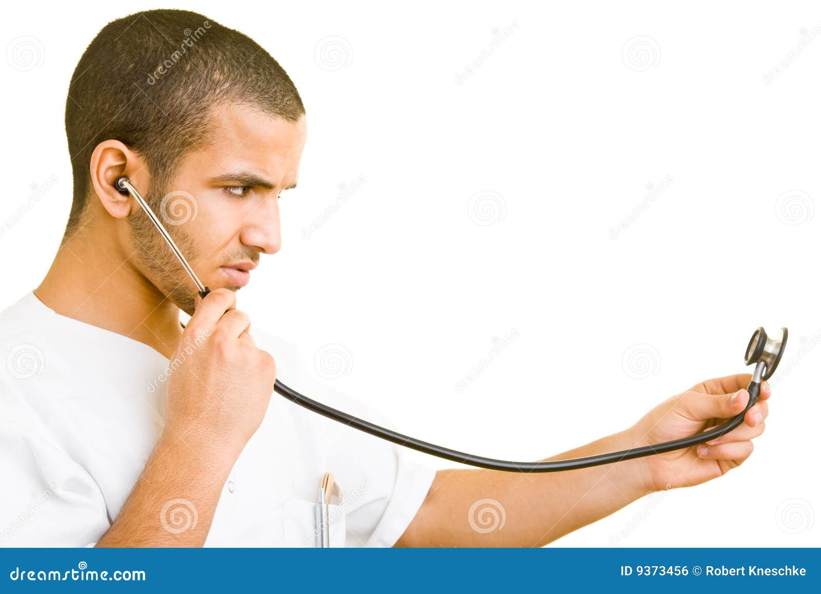 Man using stethoscope stock photo. Image of hair, profile - 9373456