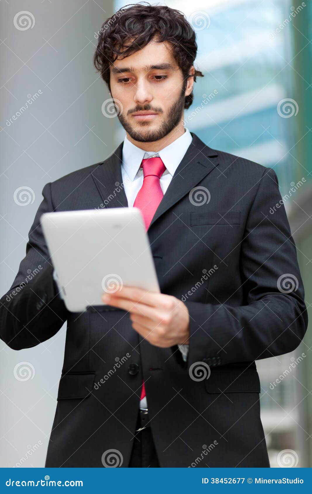 Man using a tablet stock image. Image of executive, email - 38452677