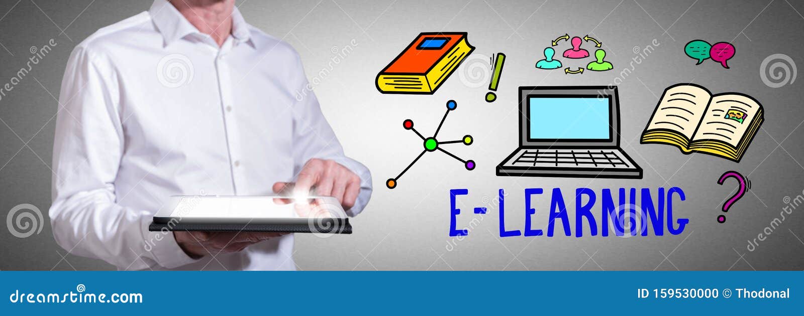 E-learning Concept with Man Using a Tablet Stock Photo - Image of ...