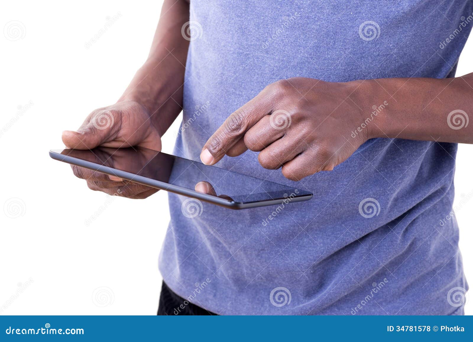 Man using tablet stock photo. Image of reading, finger - 34781578