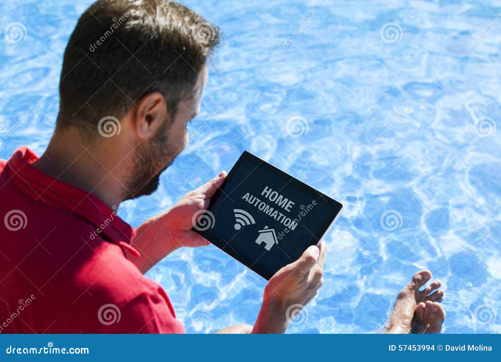 Man Using Tablet for Home Automation. Stock Photo - Image of clever ...