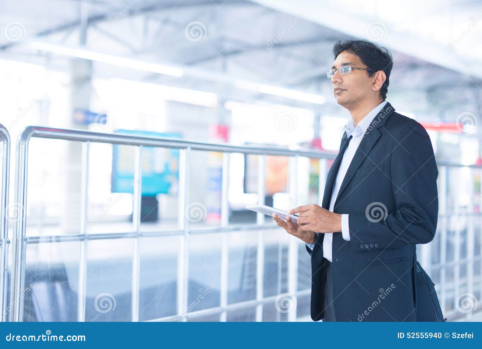 Man Using Tablet Pc at Train Station Stock Photo - Image of corporate ...