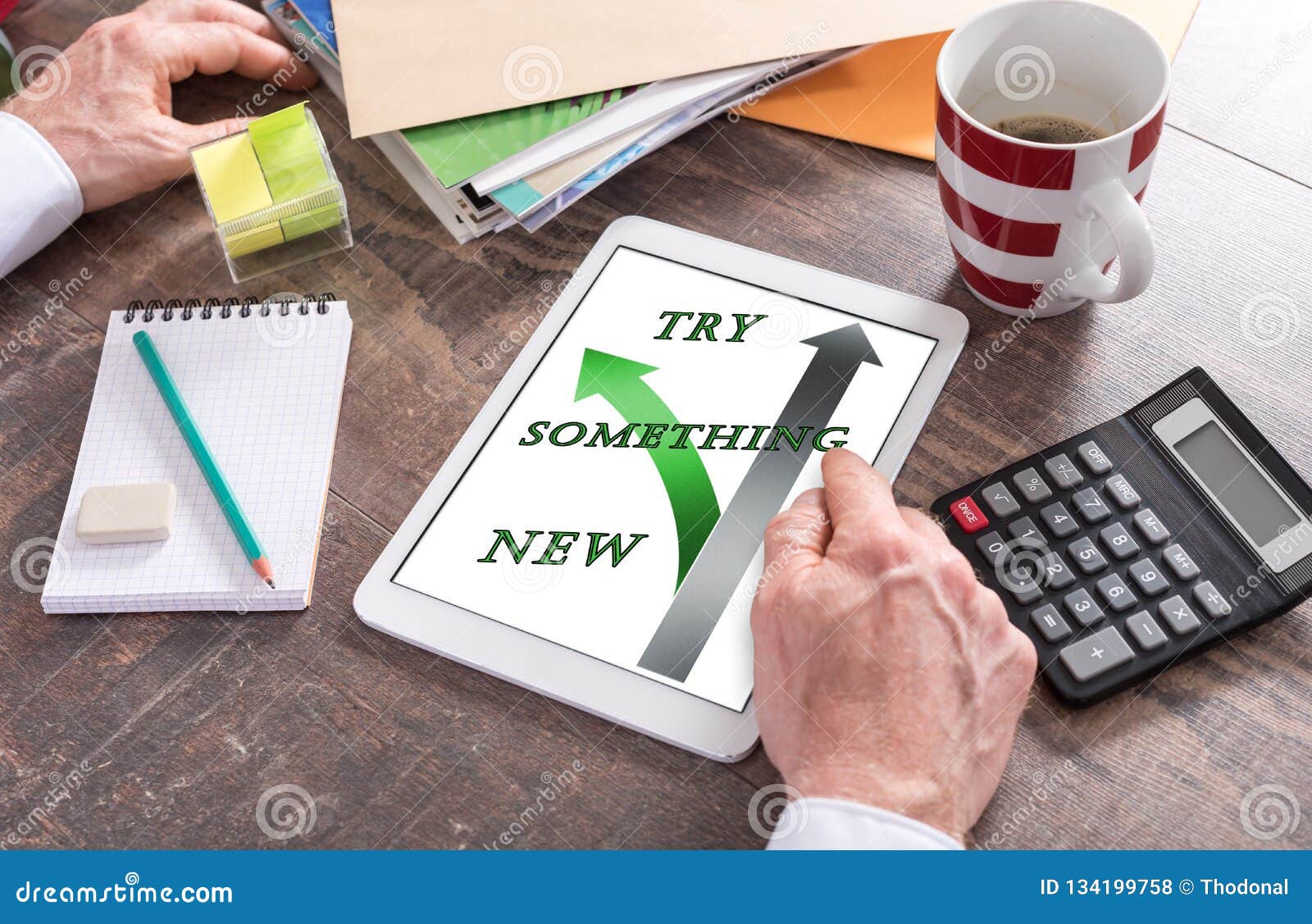 Try Something New Concept on a Tablet Stock Photo - Image of future ...