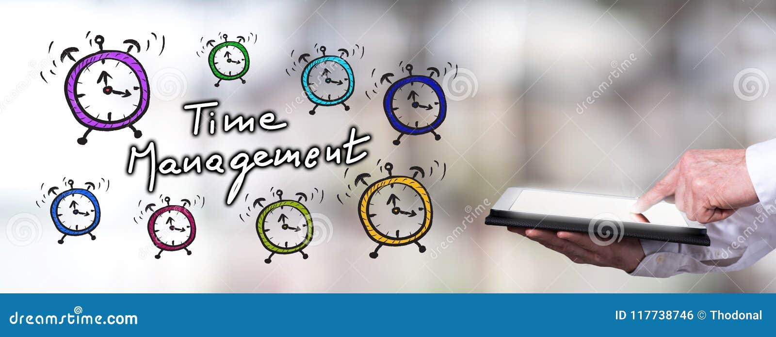 Time Management Concept with Man Using a Tablet Stock Photo - Image of ...