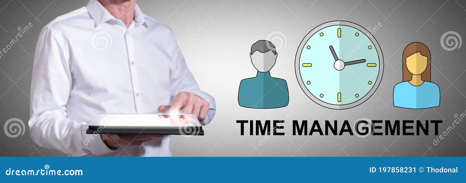 Time Management Concept with Man Using a Tablet Stock Image - Image of ...