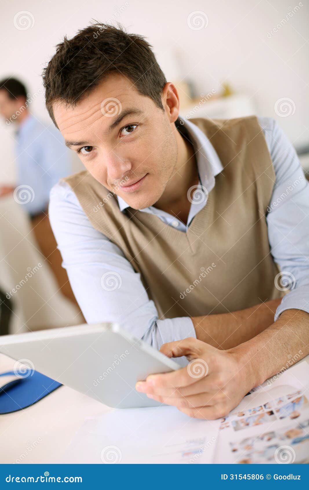 Man using tablet at work stock photo. Image of people - 31545806