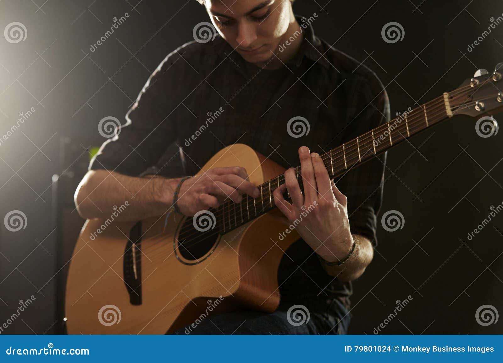 Man Using Tapping Technique on Acoustic Guitar Stock Photo - Image of ...