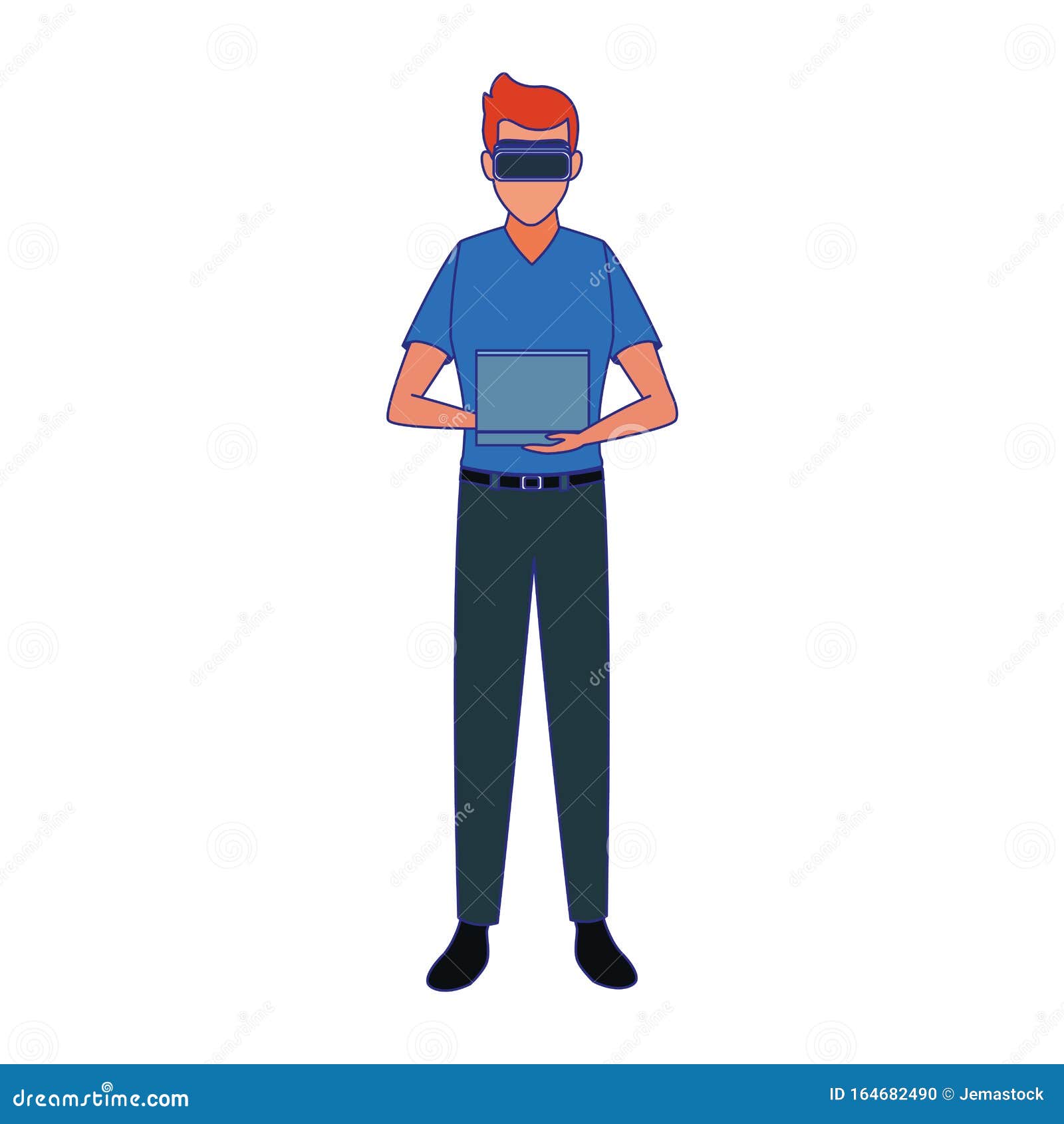 Man Using Technology of Augmented Reality Vector Design Stock Vector ...