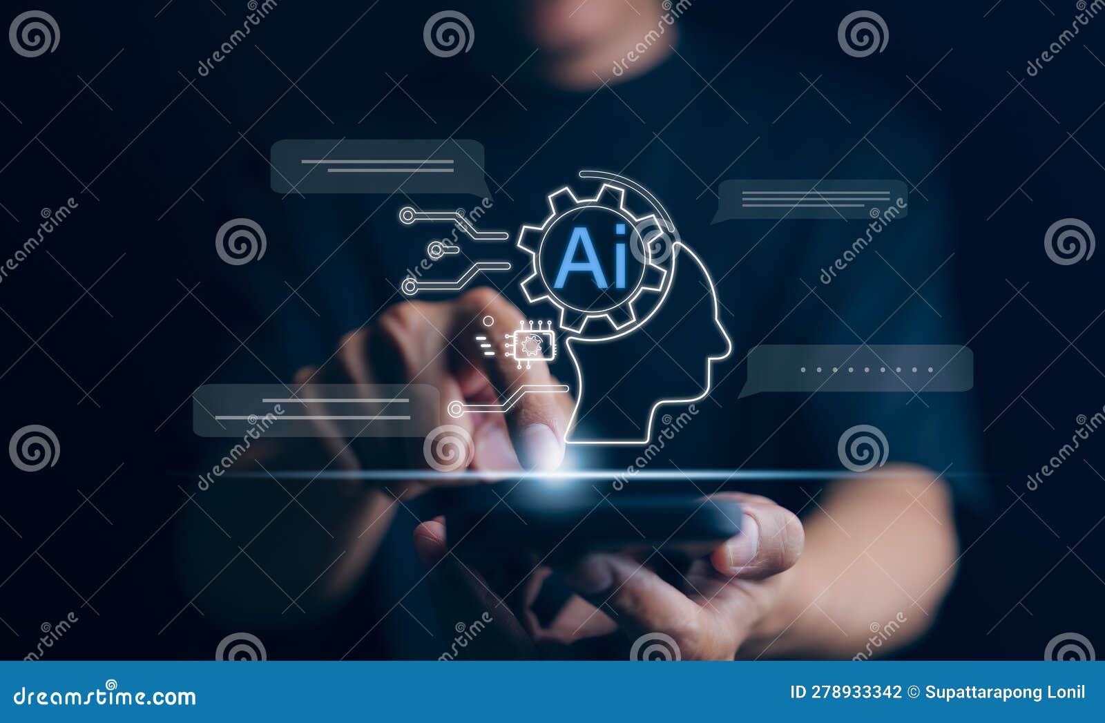 Man Using Technology Smart Robot AI, Ai Technology, Artificial Intelligence. Artificial ...