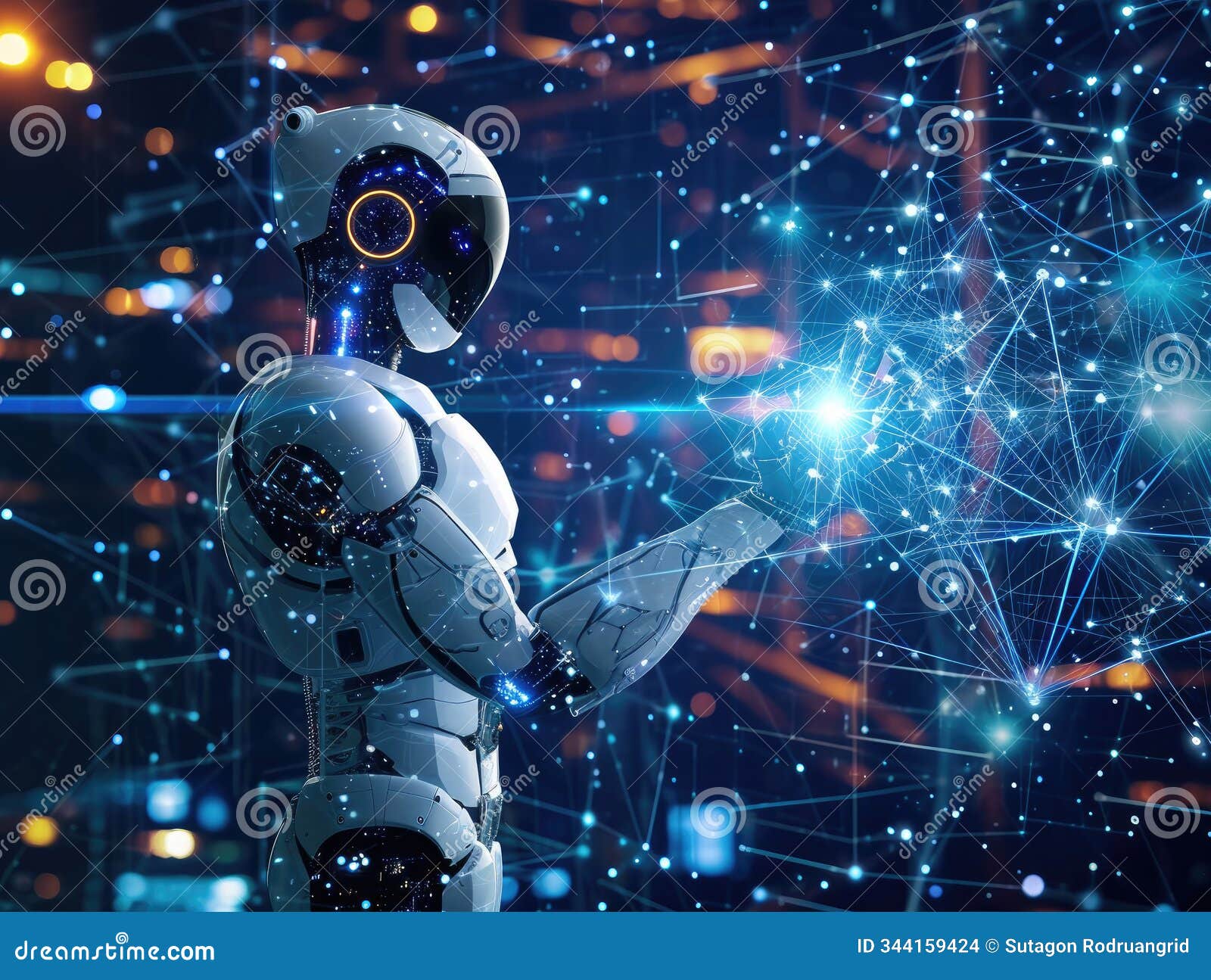 Man Using Tools AI. Technology Smart Robot Science and Artificial ...