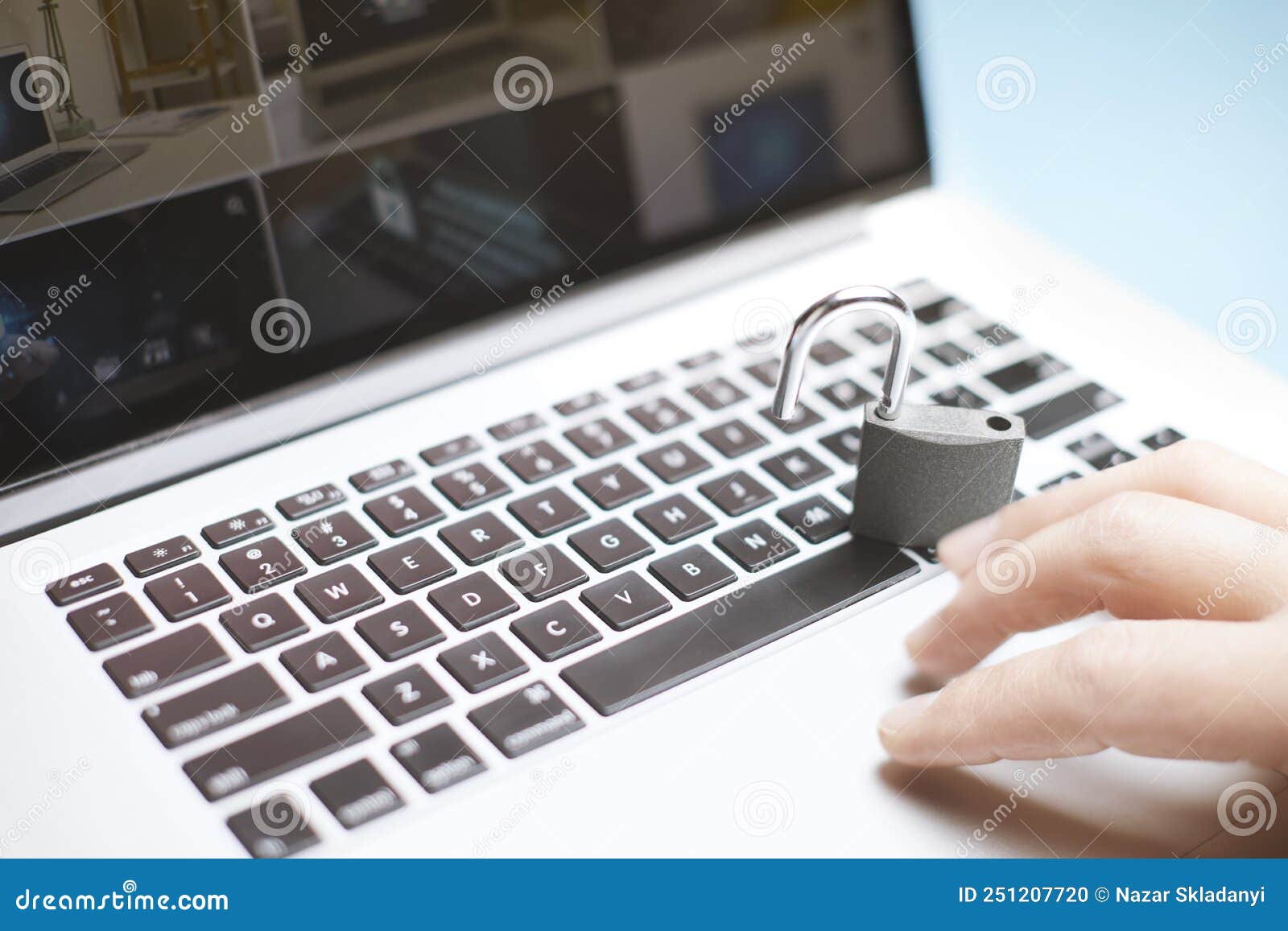 Notebook and lock stock photo. Image of notebook, internet - 251207720