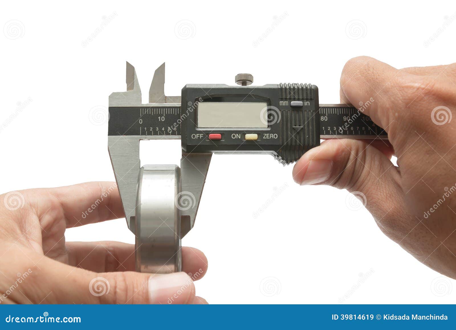 Man using vernier stock image. Image of metal, closeup - 39814619
