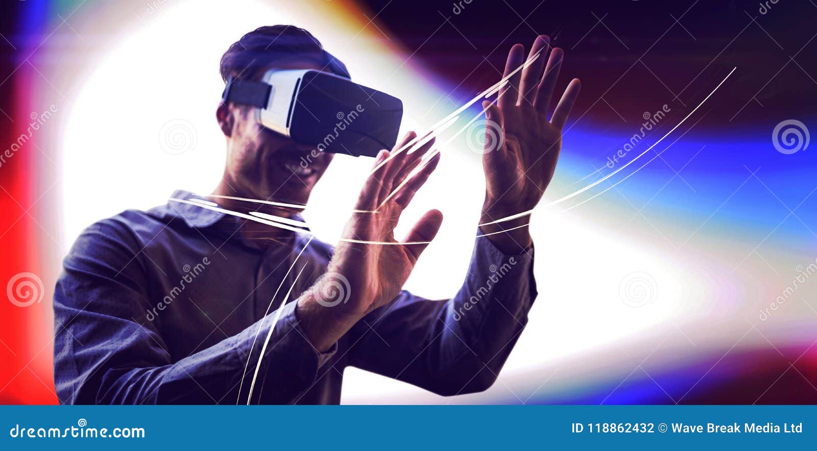 Man Using a Virtual Reality Device Stock Photo - Image of space ...
