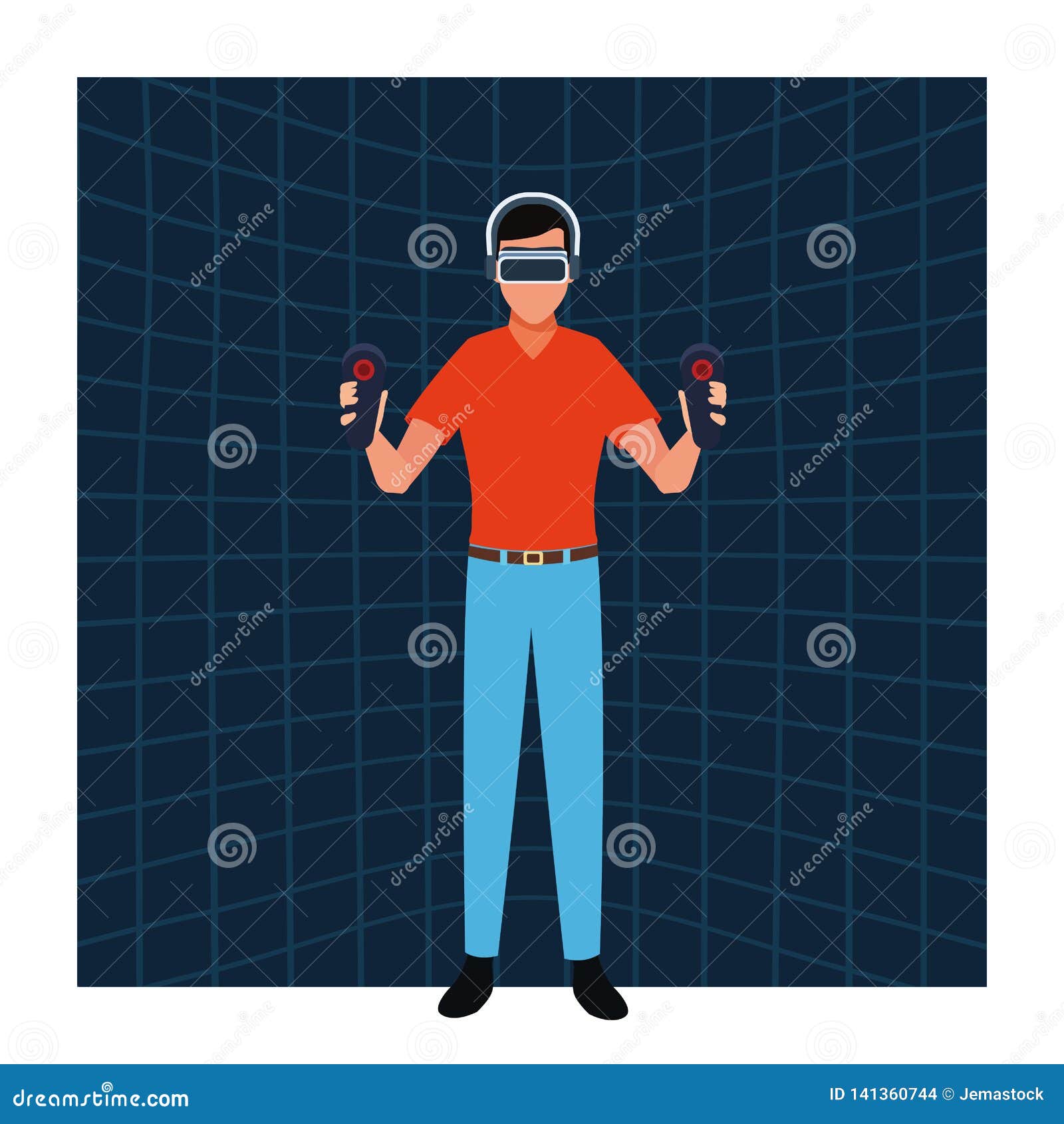 Man Using Virtual Reality Glasses Stock Vector - Illustration of gadget ...