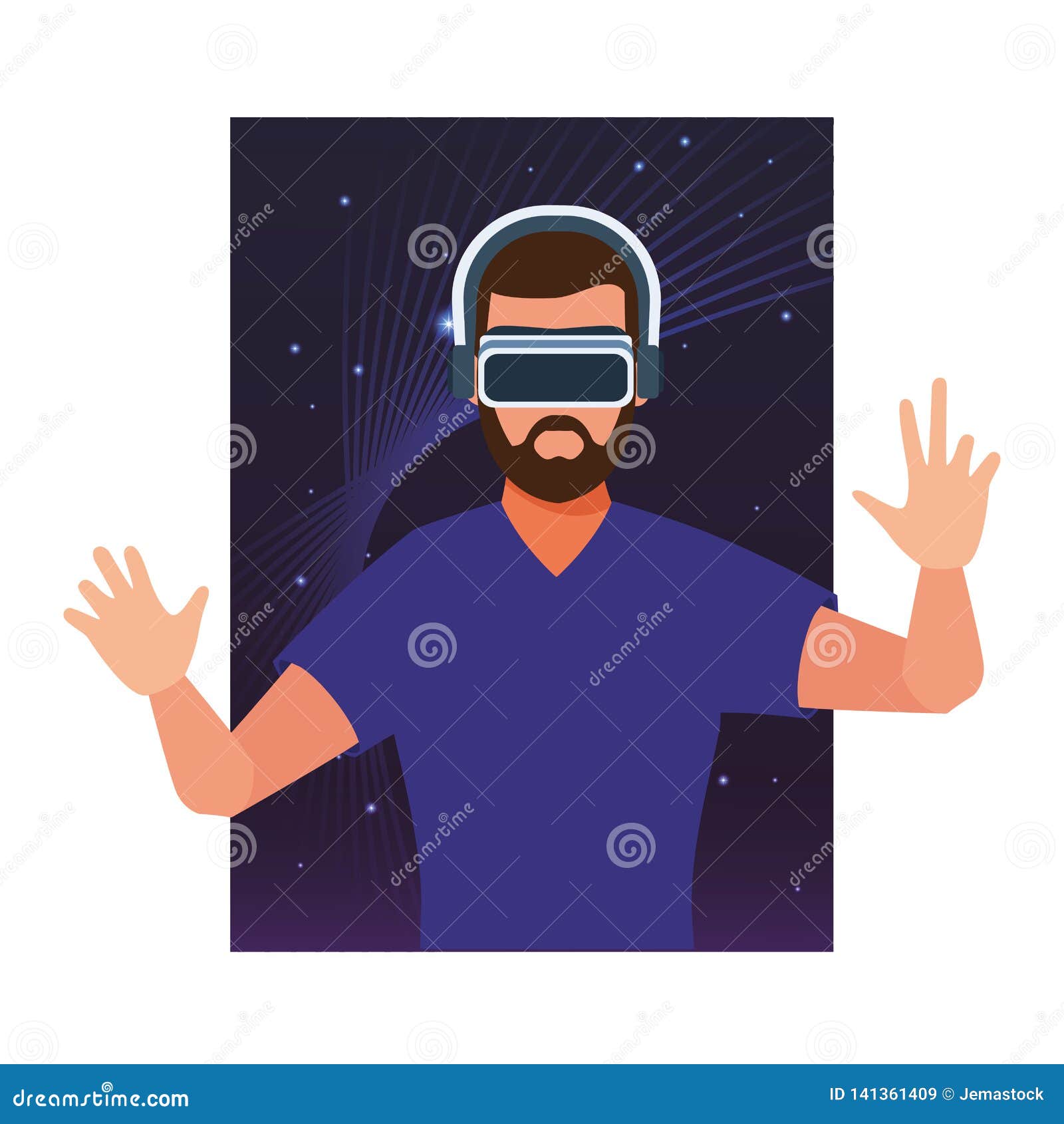 Man Using Virtual Reality Glasses Stock Vector - Illustration of ...