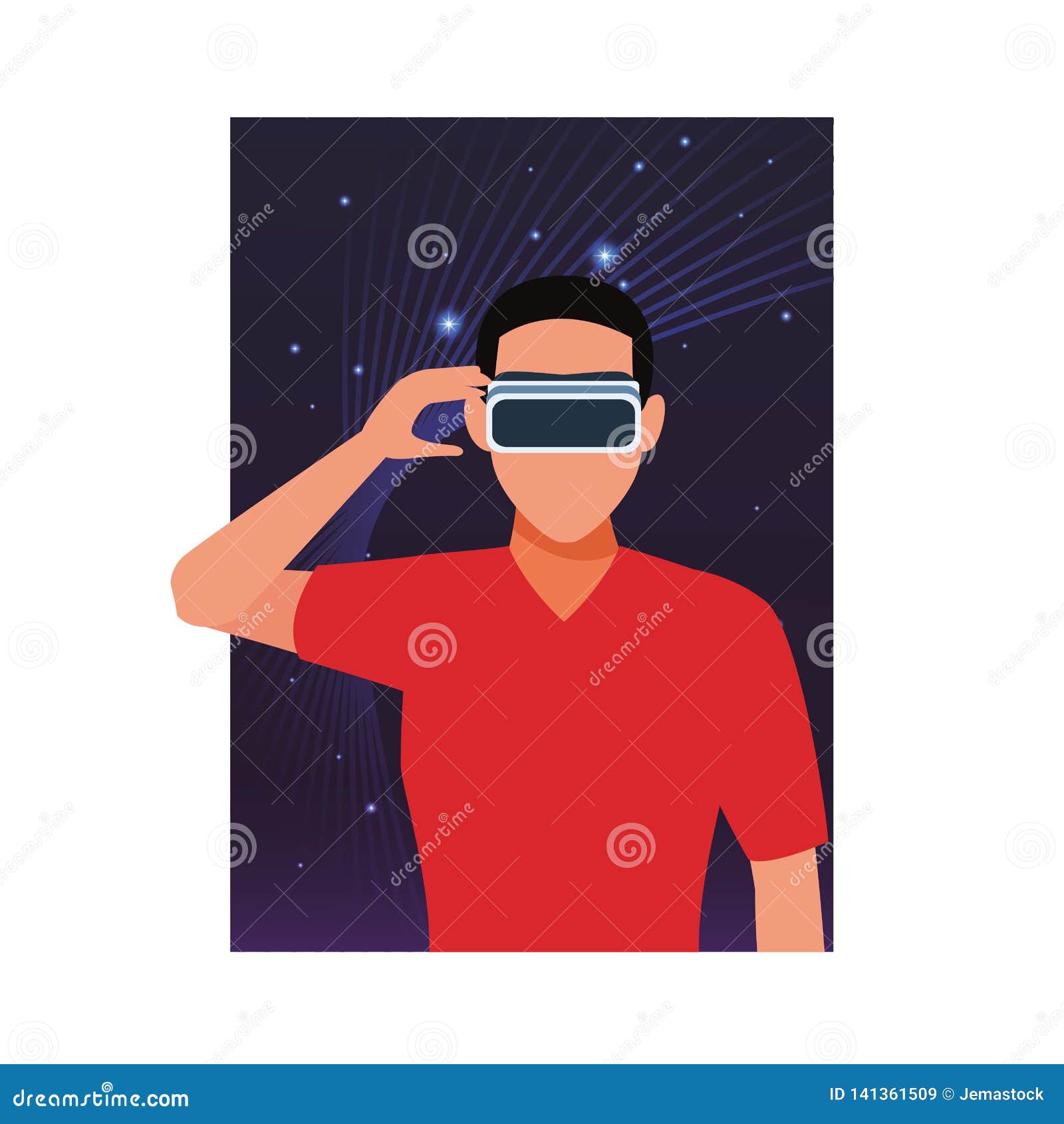 Man Using Virtual Reality Glasses Stock Vector - Illustration of ...