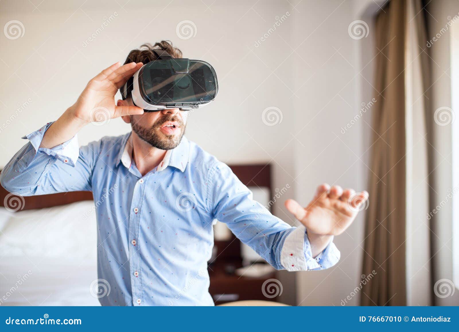 Man Using Virtual Reality Glasses Stock Photo - Image of good, people ...