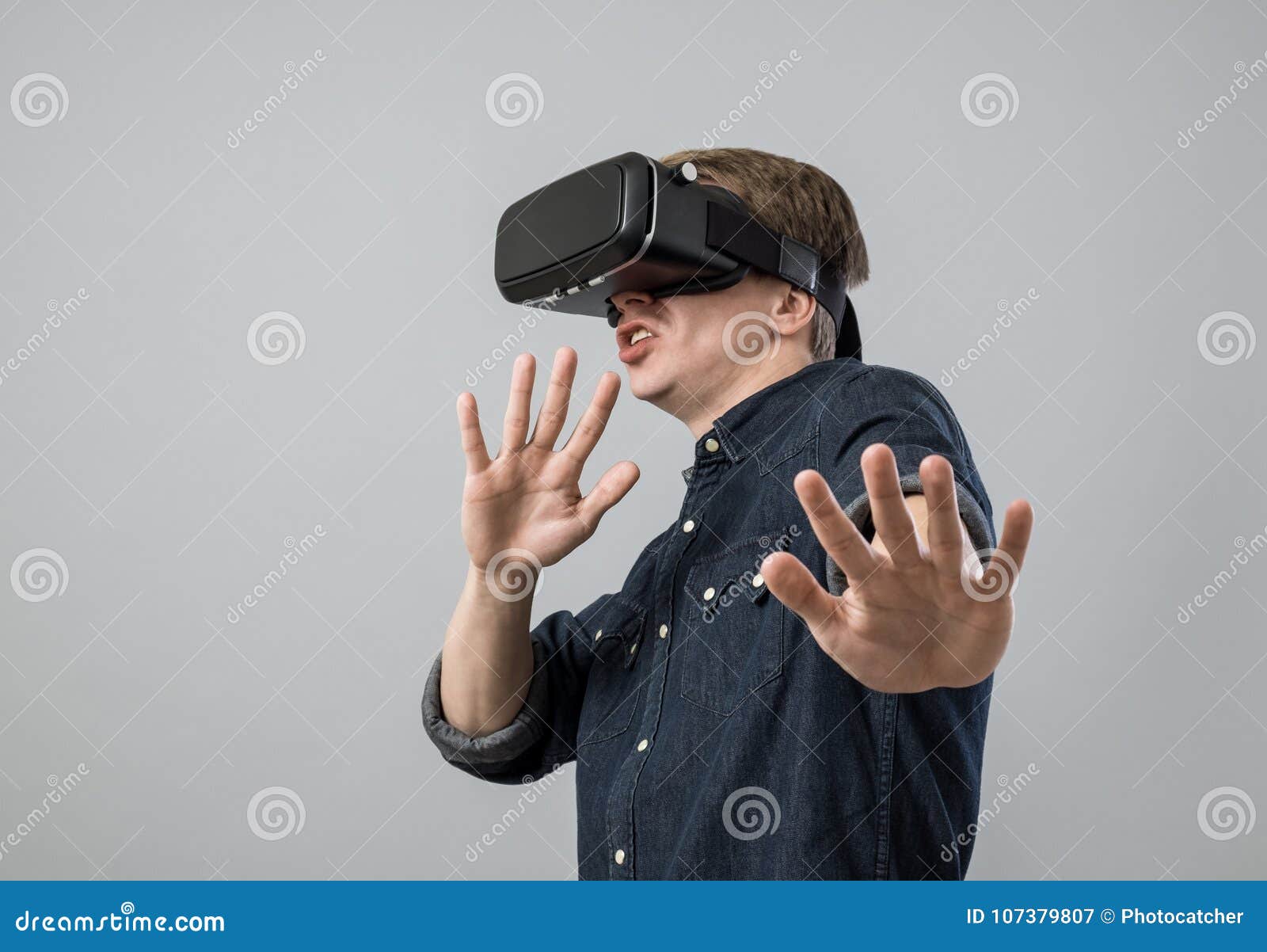 Man in virtual reality stock image. Image of gaming - 107379807