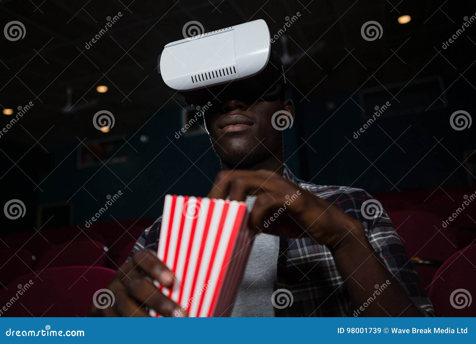 Man Using Virtual Reality Headset while Watching Movie Stock Image ... Man Using Virtual Reality Headset while Watching Movie Stock Image ...