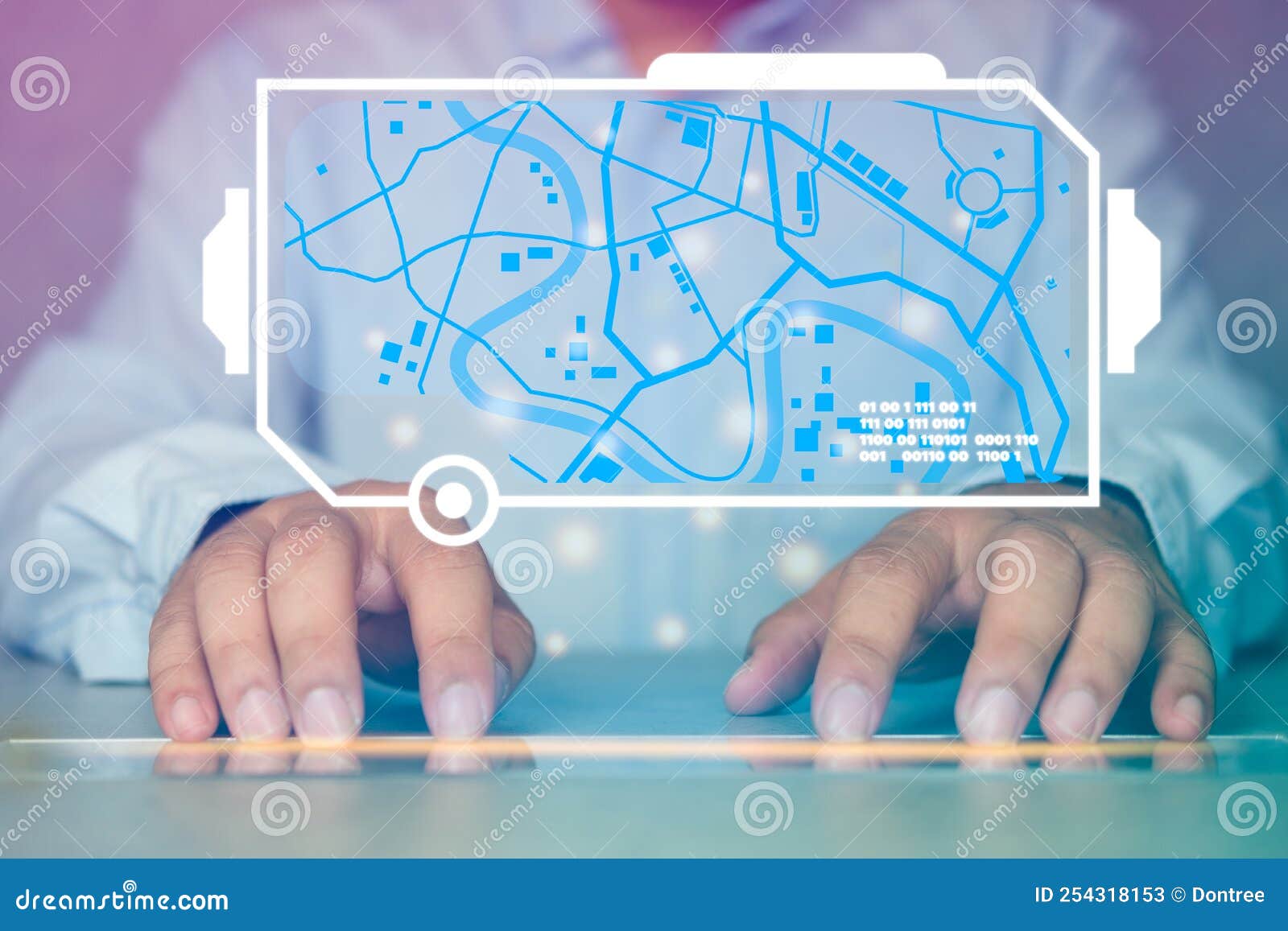 Man Using a Virtual Reality Keyboard for a Search Map Develops a New ...