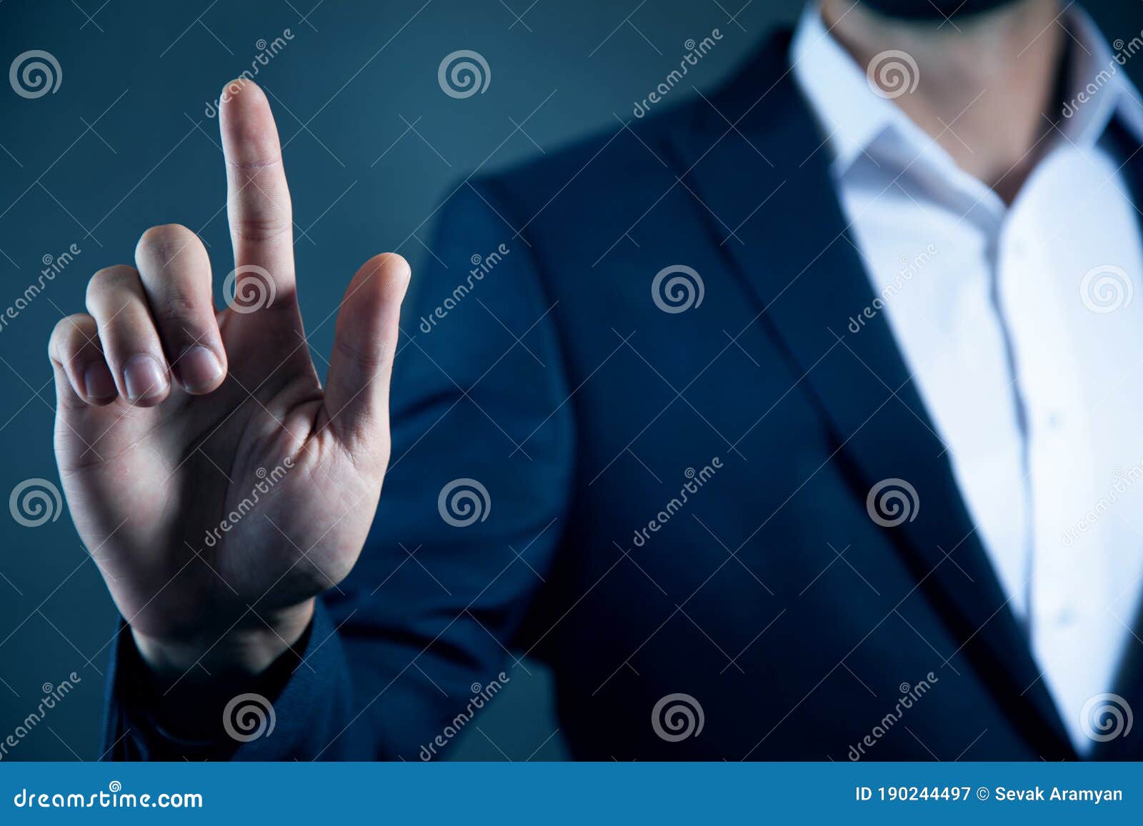 Man Using Virtual Touch Screen Stock Image - Image of technology ...