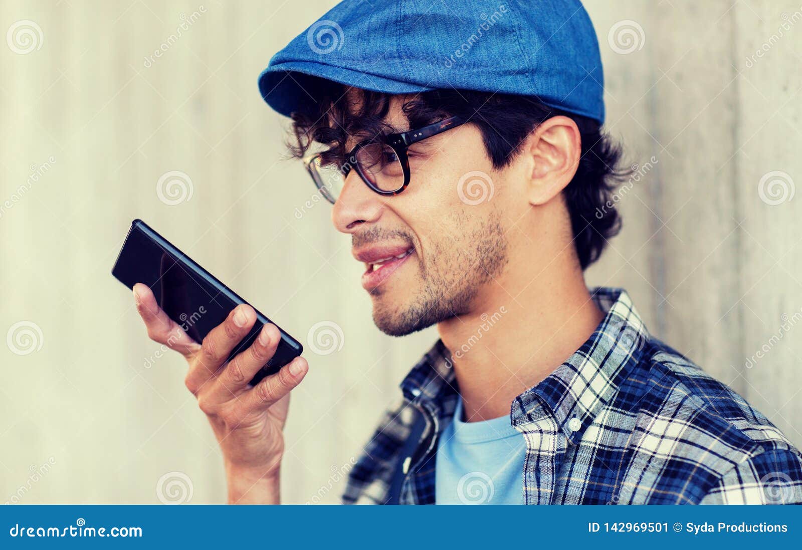 Man Using Voice Command Or Calling On Smartphone Stock Image Image Of Cell Happy 142969501