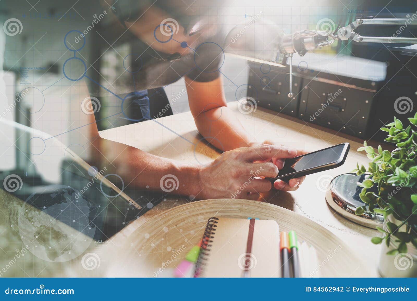 Man Using VOIP Headset with Digital Tablet Computer Docking Smart ...