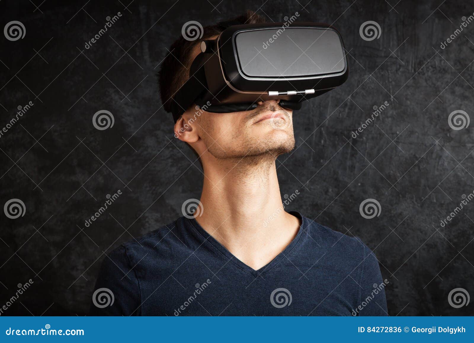 Man using VR goggles stock photo. Image of wearable, innovation - 84272836