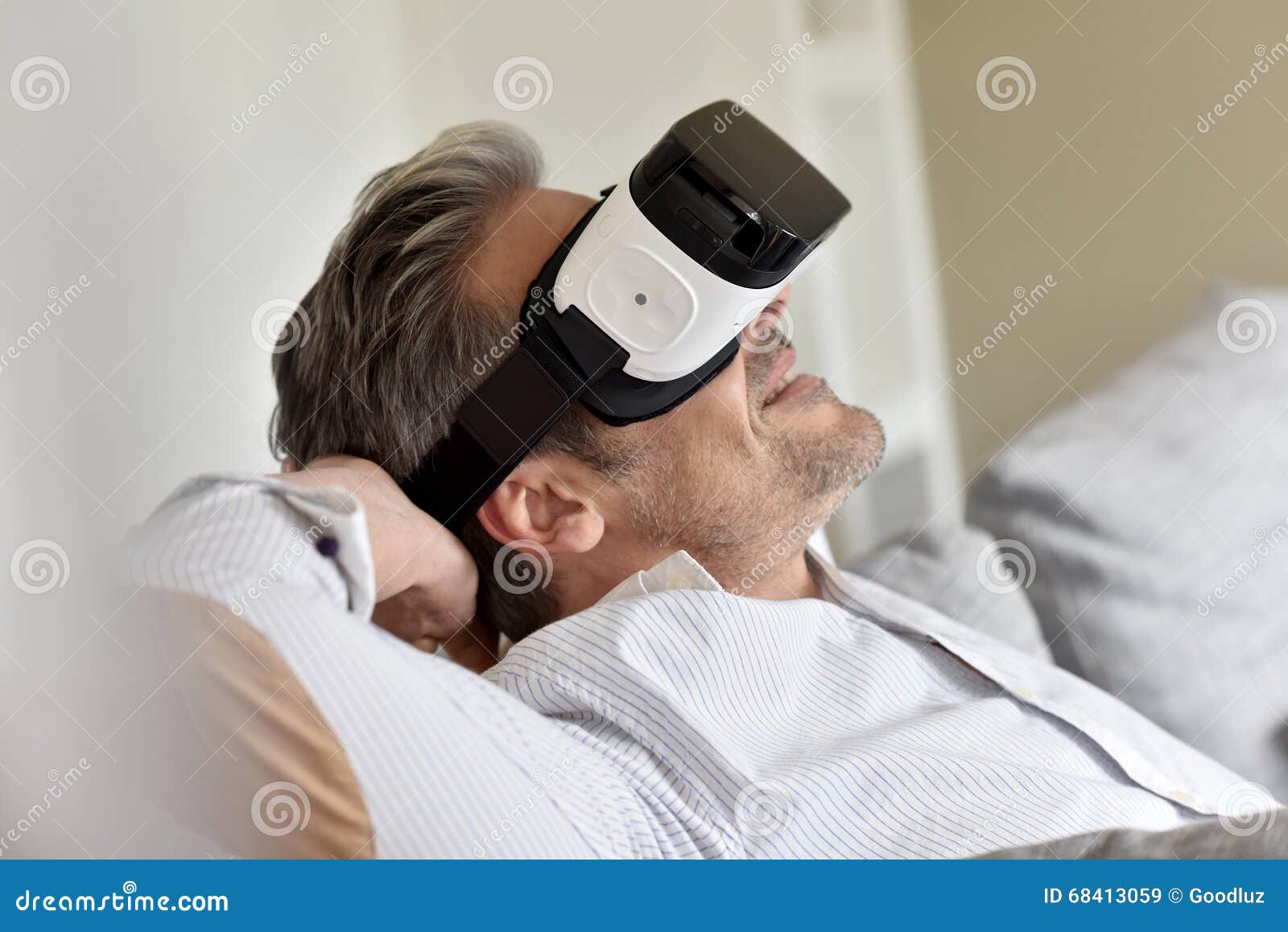 Man using VR headset stock image. Image of closeup, dimensional - 68413059
