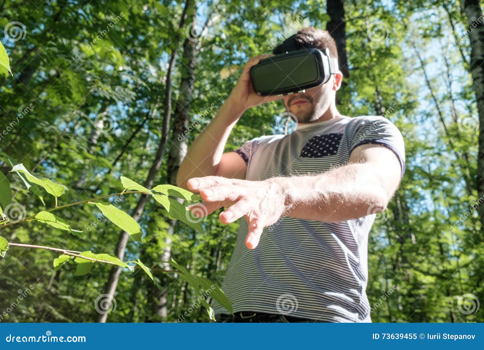 Man using VR-headset stock image. Image of looking, future - 73639455
