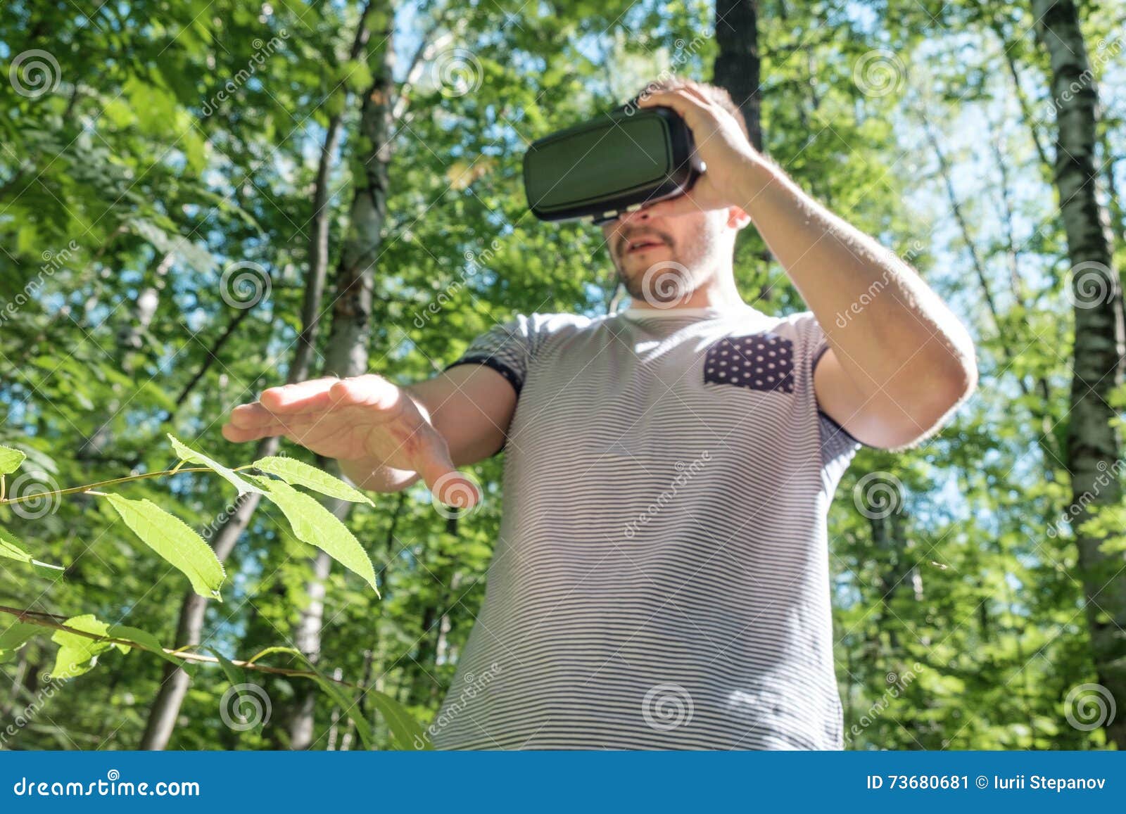 Man using VR-headset stock image. Image of interactive - 73680681