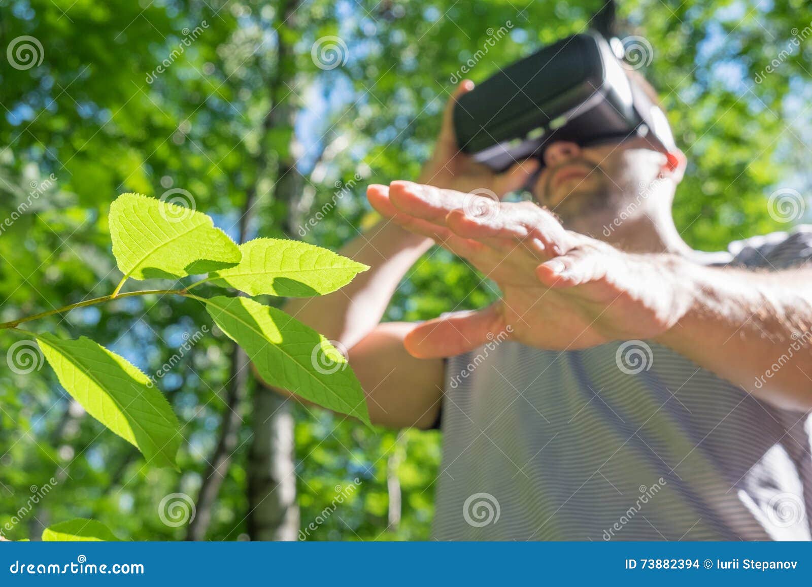 Man using VR-headset stock photo. Image of activity, online - 73882394