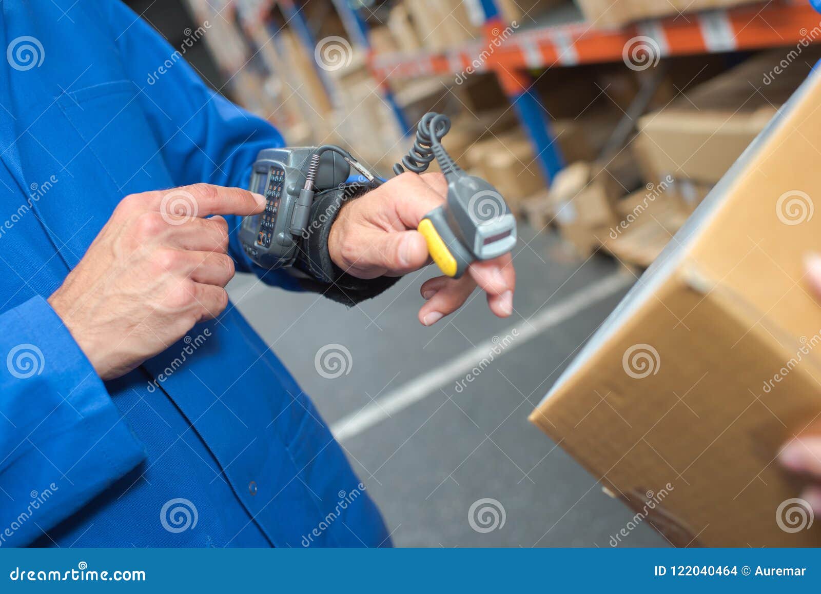 Man Using Wearble Barcode Scanner Stock Photo - Image of scan, reader ...